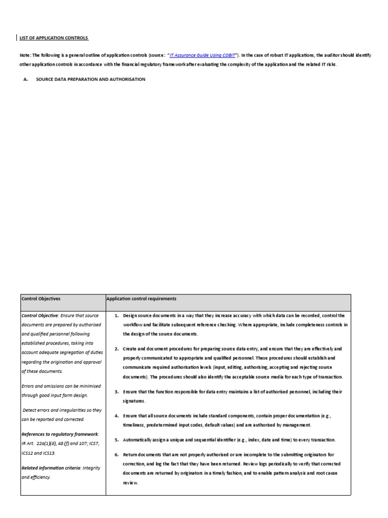 IT Application Controls Checklist | PDF | Information Security ...