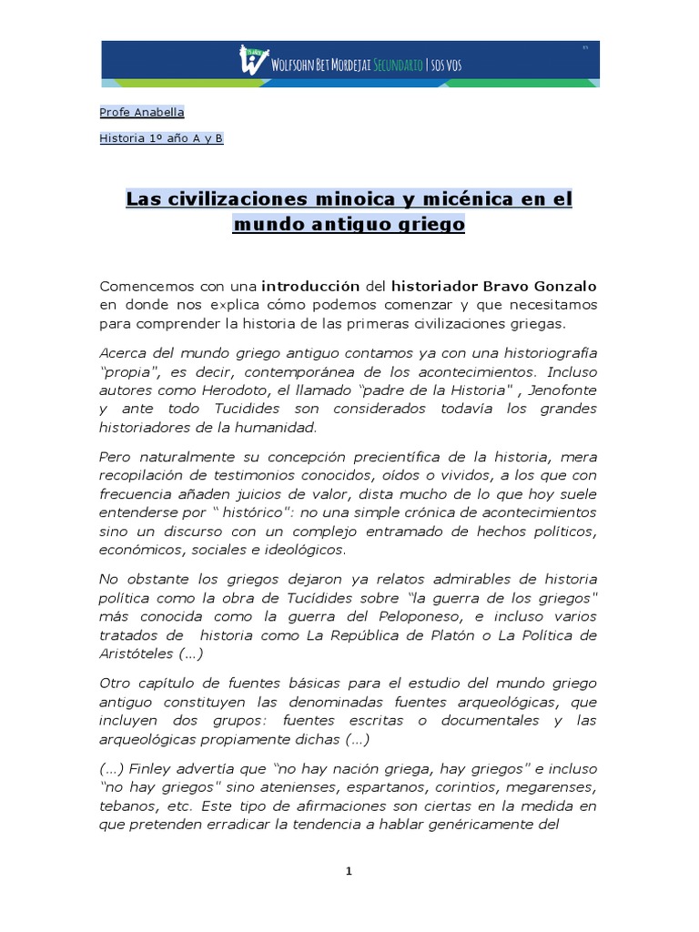 Las Civilizaciones Minoica y Micenica | PDF | Grecia micénica | Antigua ...