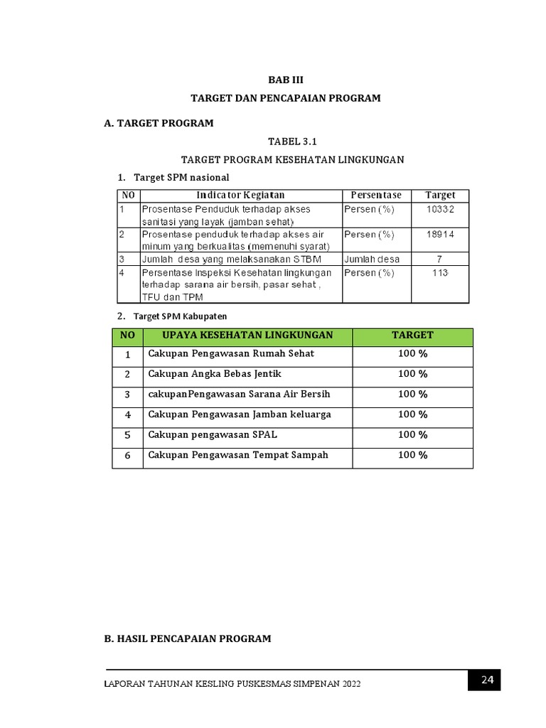 Bab Iii Target Dan Pencapaian Program | PDF | Kesehatan Holistik