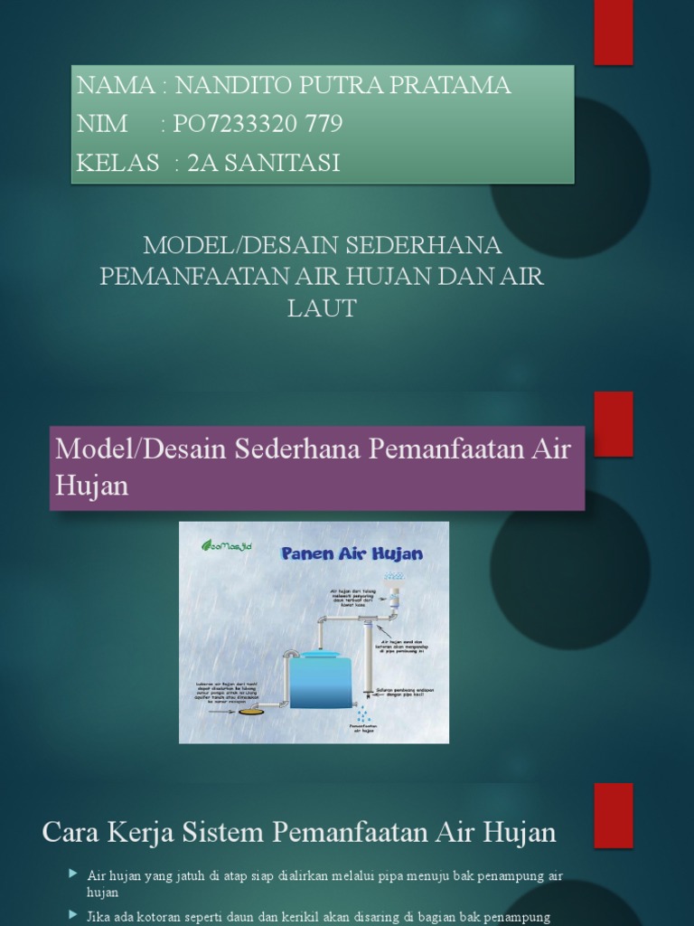 Desain Pemanfaatan Air Hujan & Laut | PDF