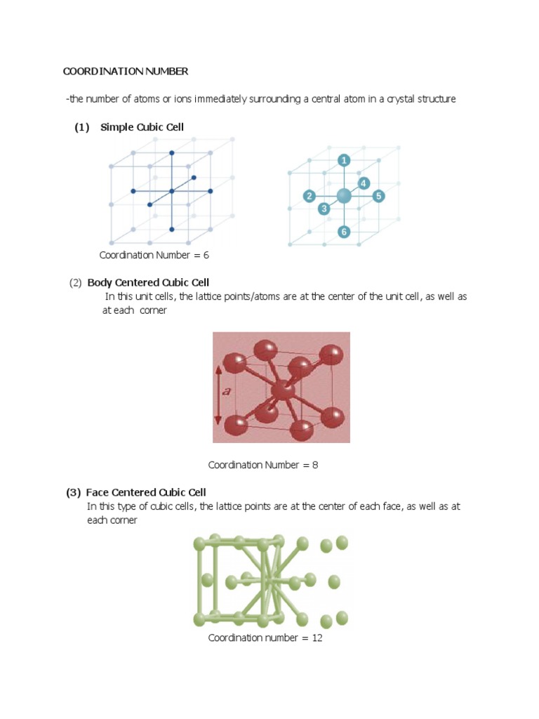Coordination Numbers in Crystal Structures | PDF
