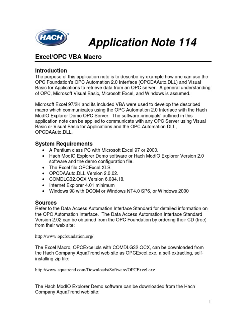 Retrieving Data From OPC Server-Excel-OPC VBA Macro-1 | PDF | Microsoft Excel | Visual Basic For ...