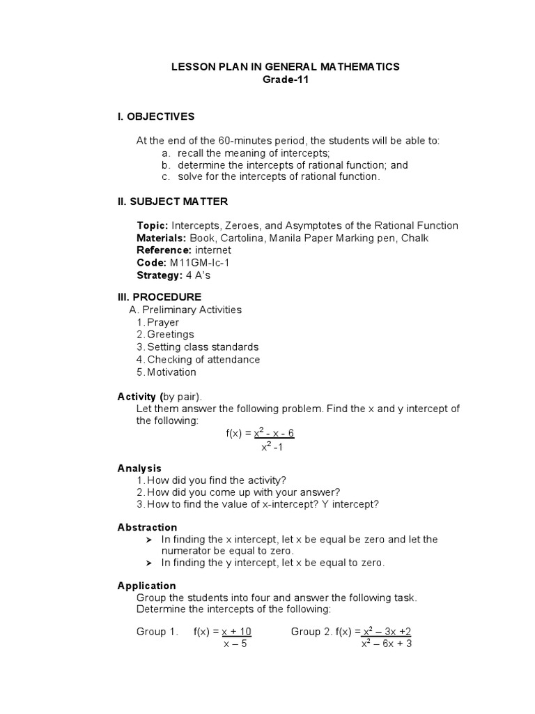 Lesson Plan in General Mathematics | PDF