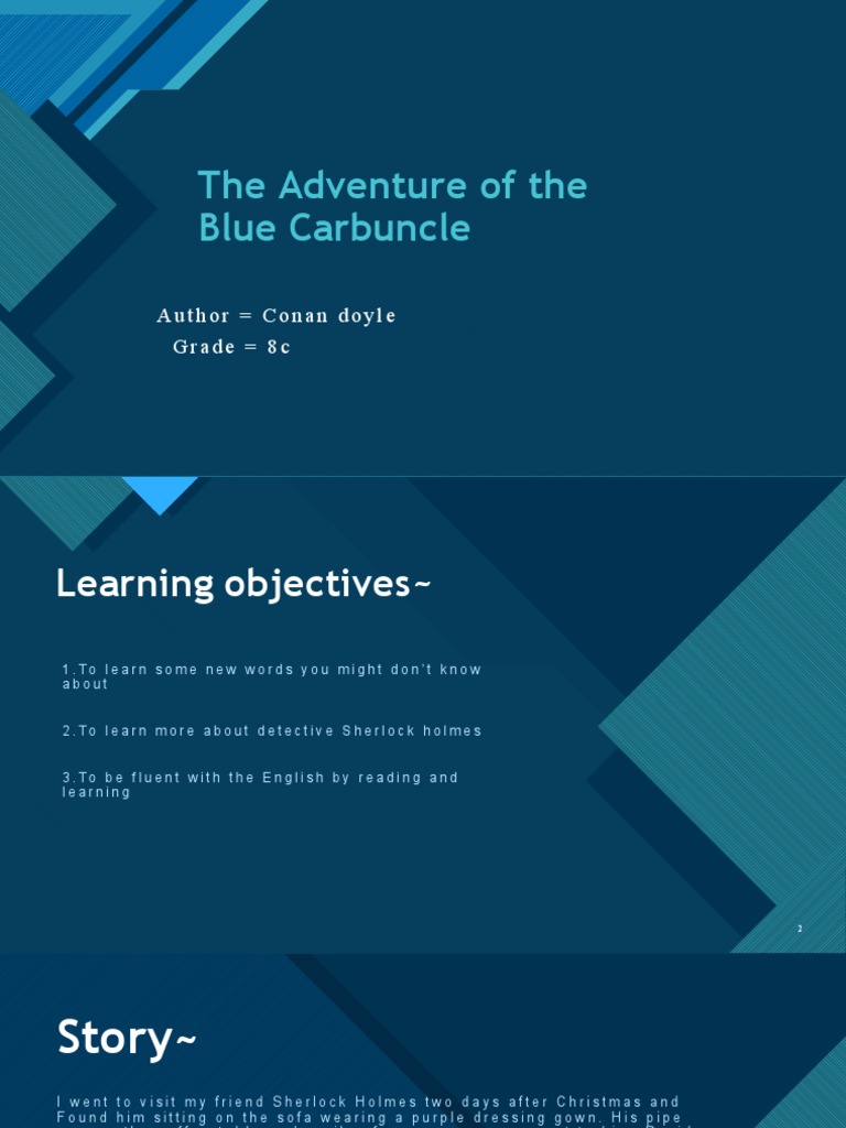 The Adventure of The Blue Carbuncle | PDF | Fictional Private ...