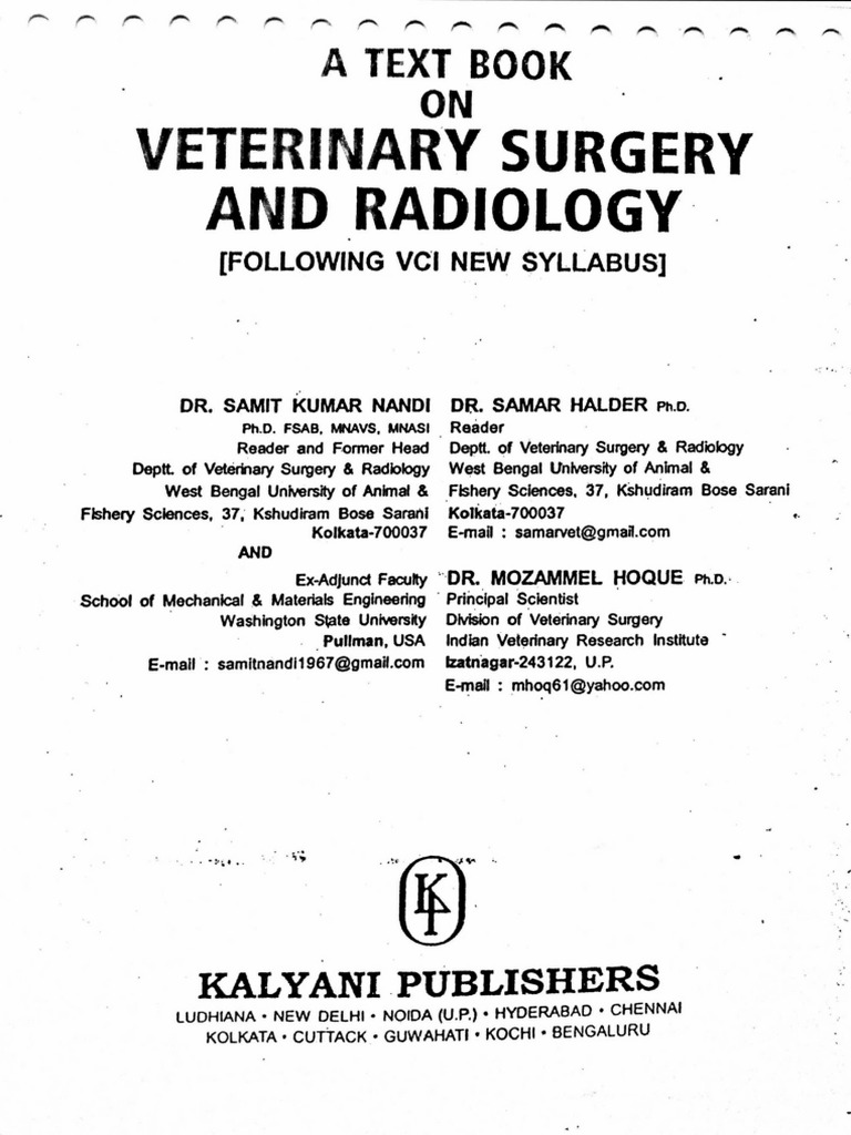 Veterinary Surgery and Radiology by S.k.nandi | PDF