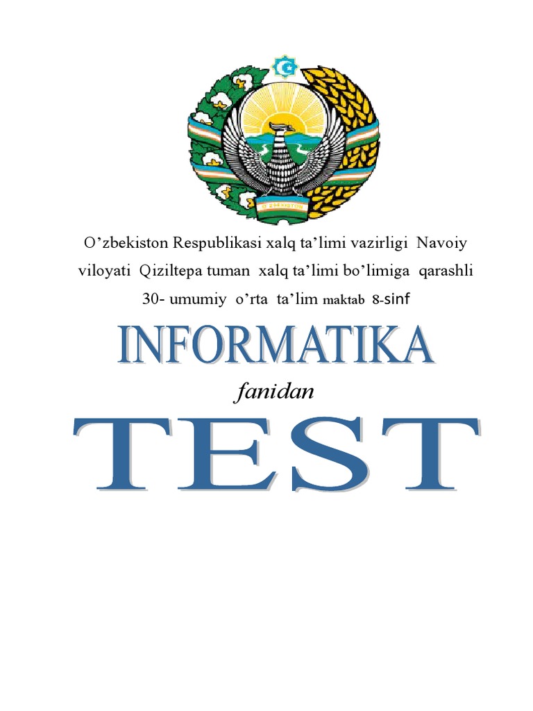 10-sinf-informatika-testlar | PDF