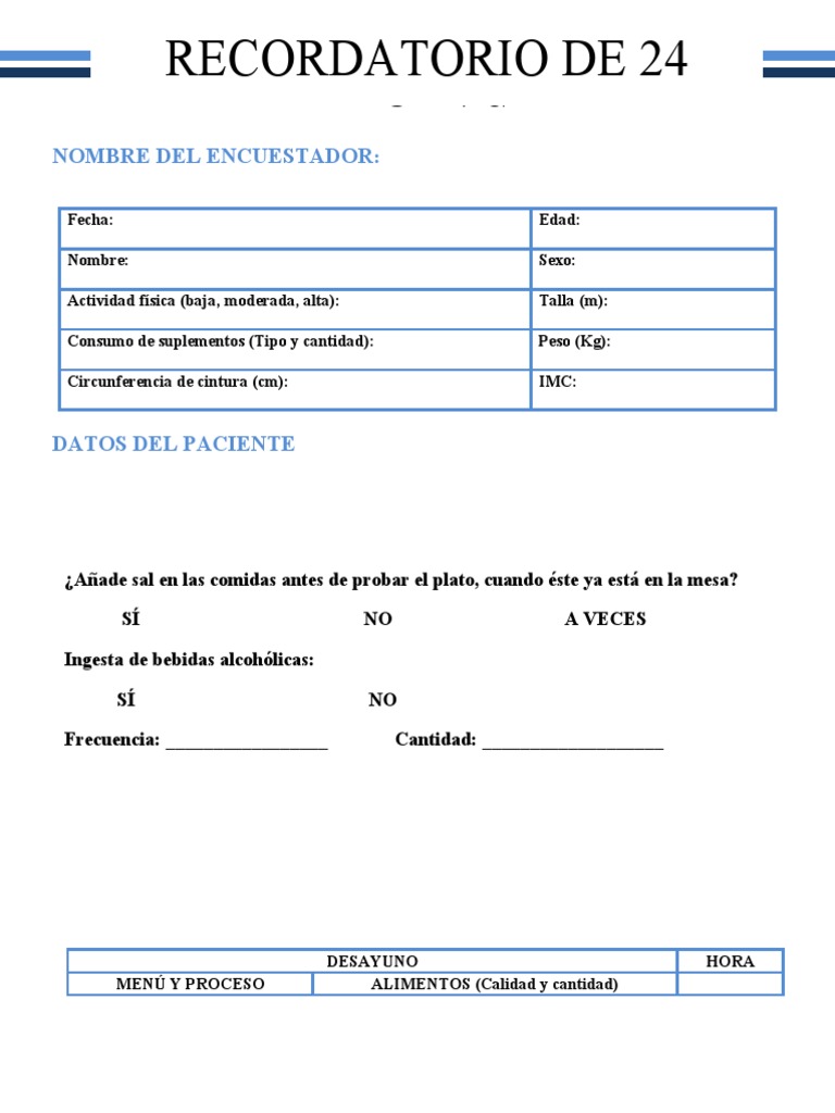 Recordatorio de 24 horas | PDF