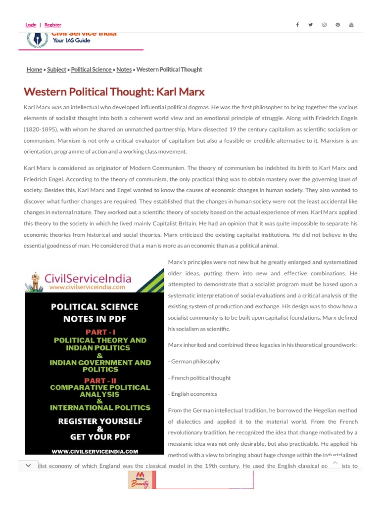 Western Political Thought Karl Marx, Karl Marx Political Theory | PDF ...