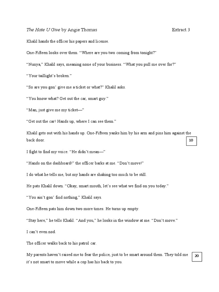 The Hate U Give by Angie Thomas Extract 3 | PDF