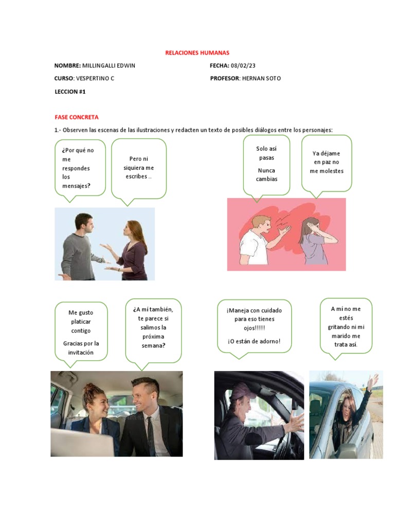 Relaciones Humanas Tarea #1 Leccion 1 | PDF | Relaciones personales ...