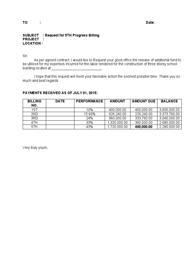 8-Request For Billing Sample | PDF