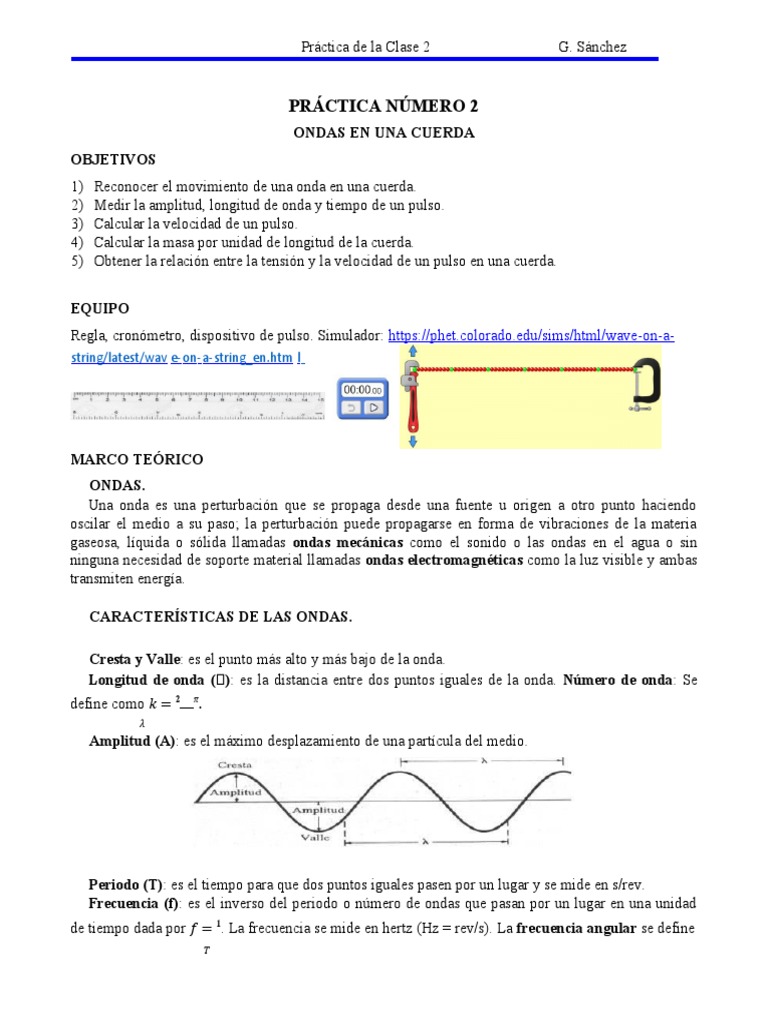 Práctica 2 Ondas en Una Cuerda | PDF | Olas | Frecuencia