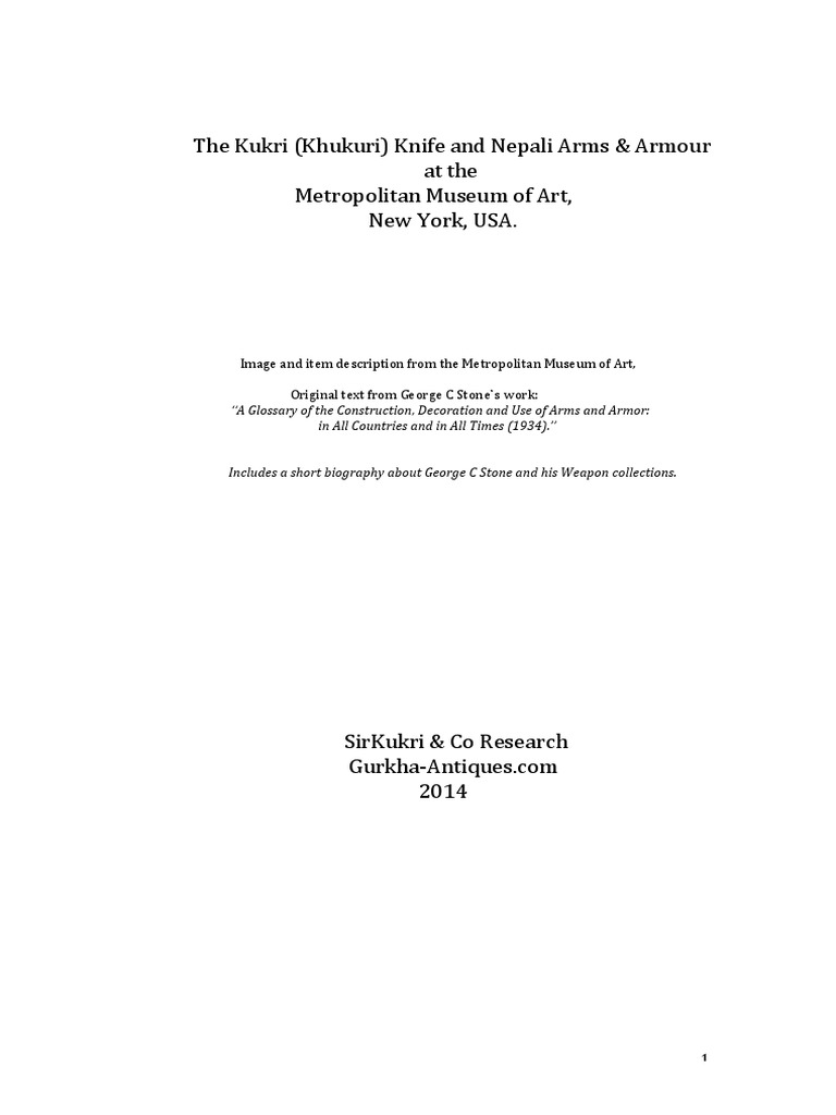 The Kukri Khukuri Knife and Nepali Arms | PDF | Knife | Melee Weapons