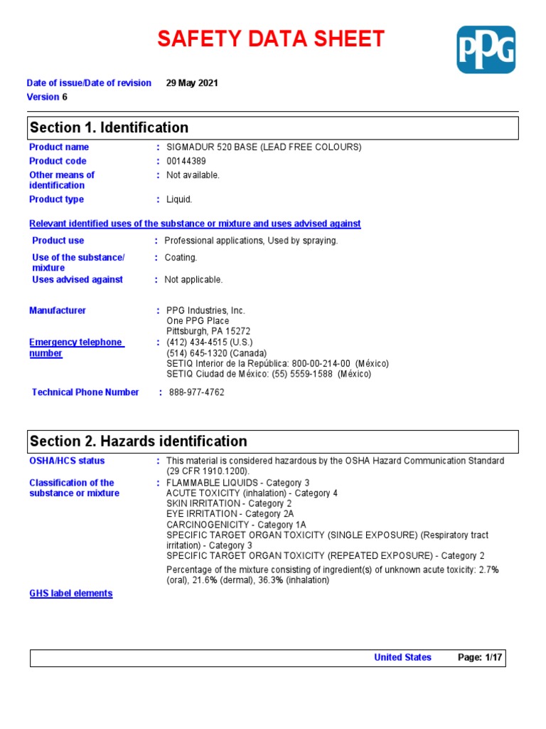 152 Sigmadur 520 Base Base Z | PDF | Toxicity | Chemical Reactions
