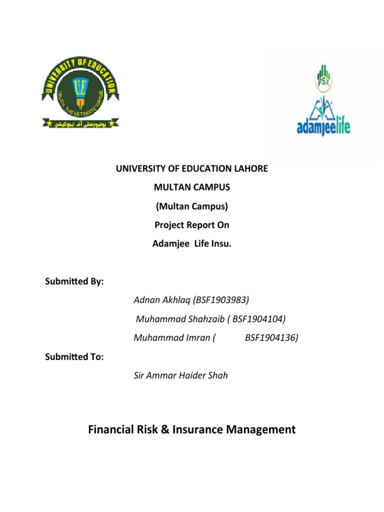 Adamjee Project | PDF | Risk | Insurance