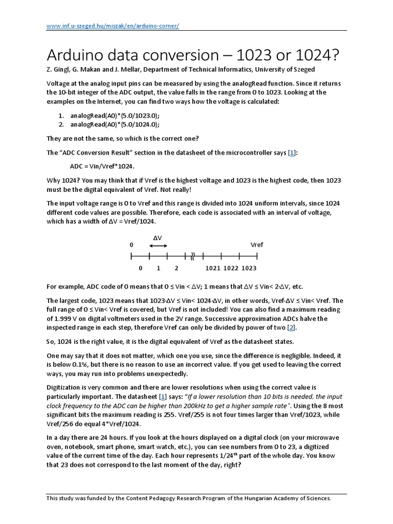 Arduino Data Conversion 1013 Or 1024 Pdf Analog To Digital Converter Computer Science