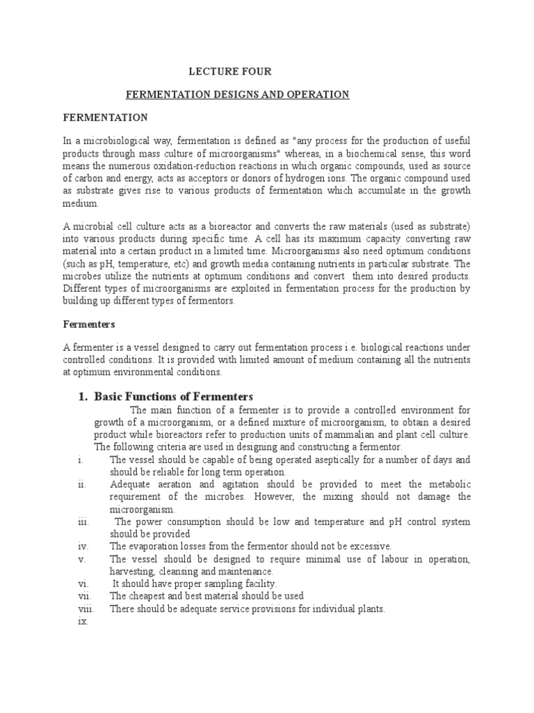 MCB 407 Lecture Four | PDF | Fermentation | Growth Medium