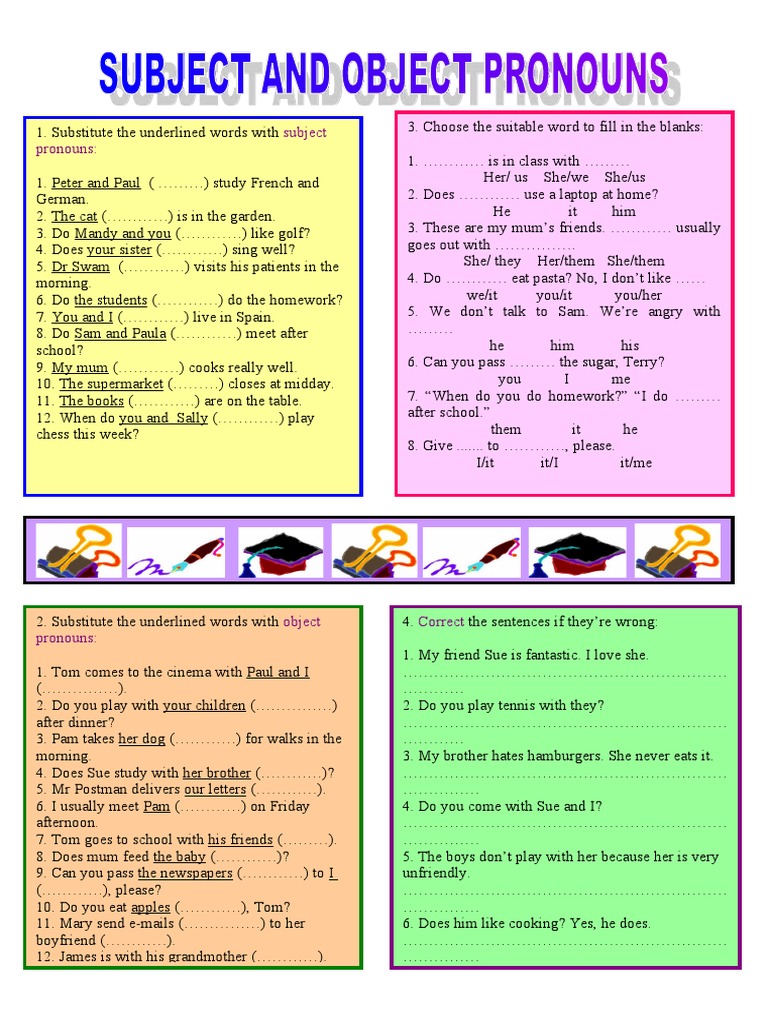 Subject-And-Object-Pronouns 1 - Homework | PDF | Syntax | Linguistics