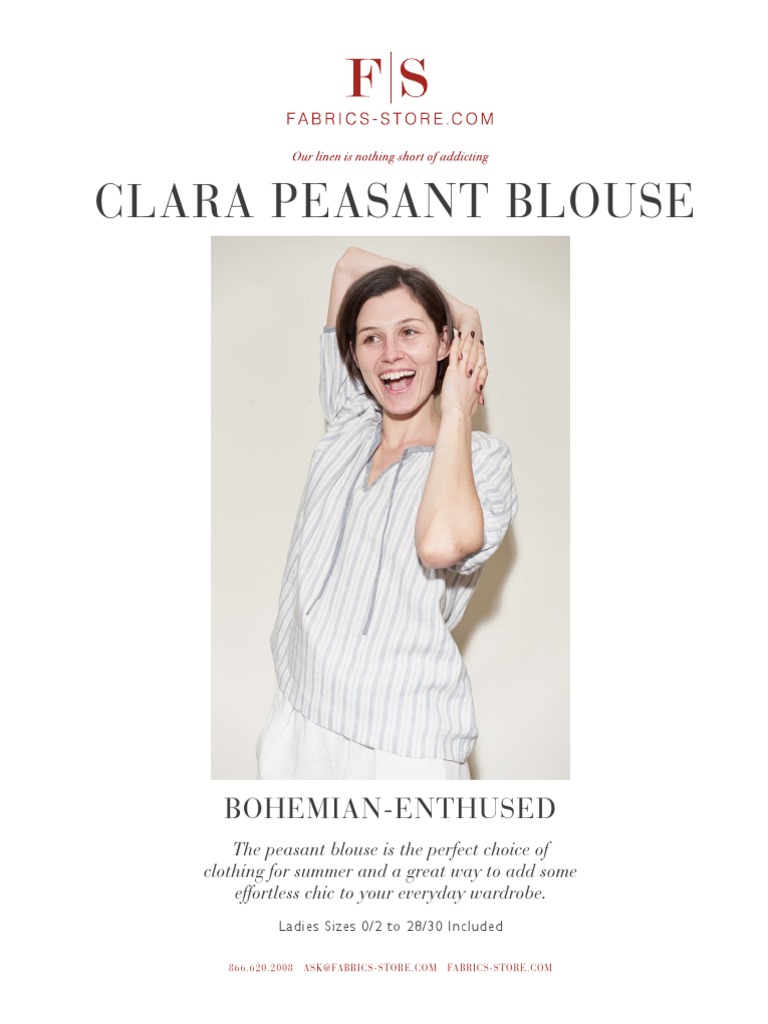 Fabrics-store-Clara - Linen Peasant Blouse Pattern-1 | PDF | Blouse ...