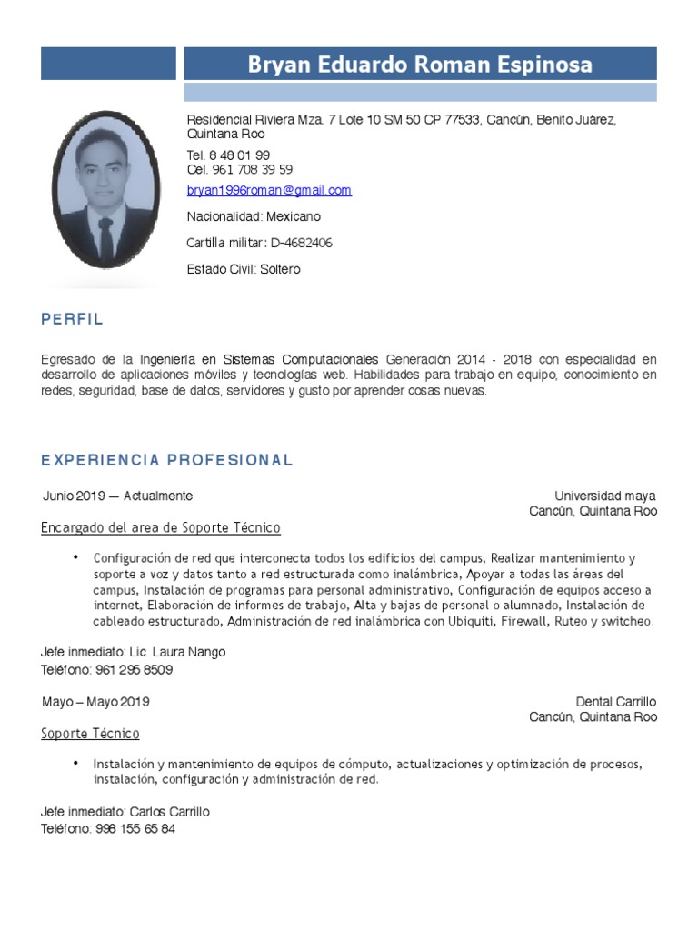 Bryan Roman CV 2019.pdf Curriculum | PDF | Telecomunicaciones ...