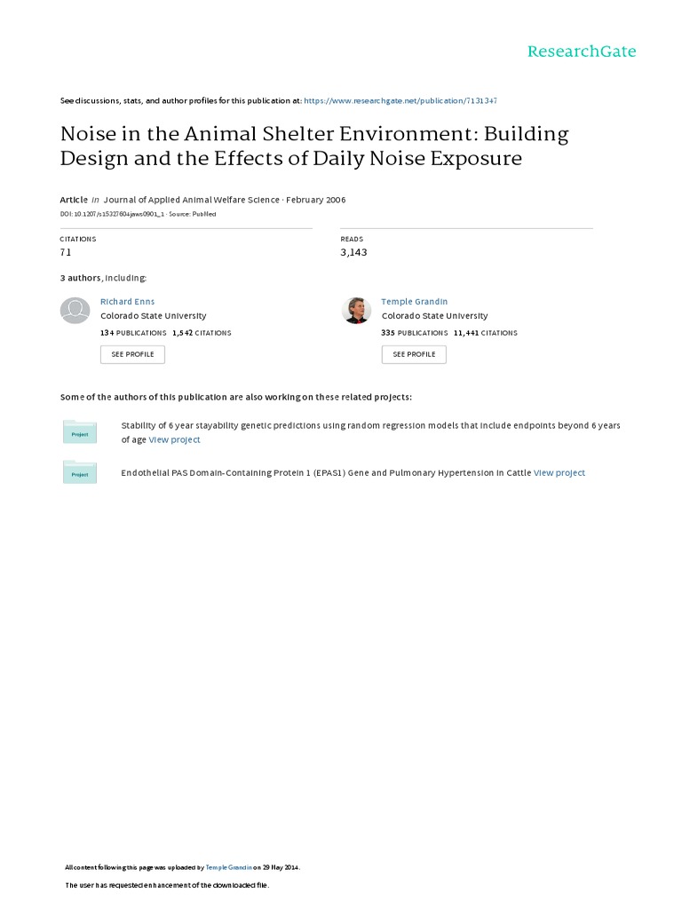 Noise in The Animal Shelter Environment Building D | PDF | Noise | Decibel