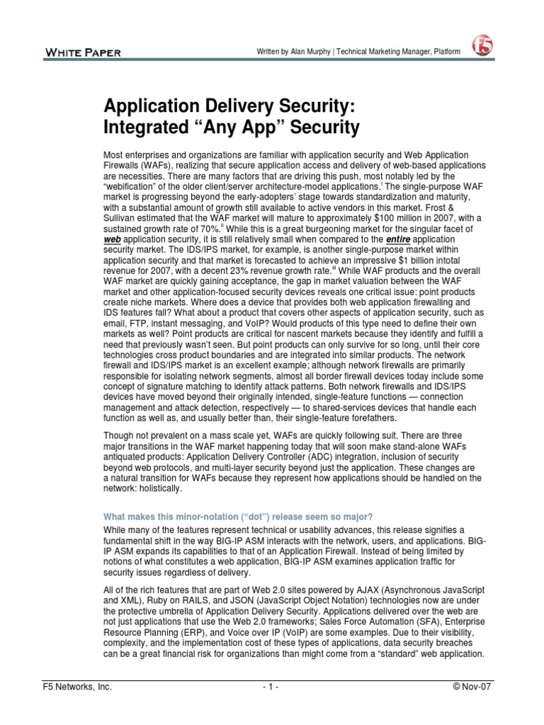 Application Delivery Security Integrated Any App Security Pdf