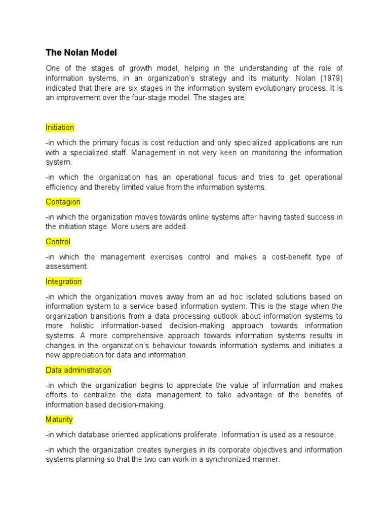 The Nolan Model | PDF | Information System | Information