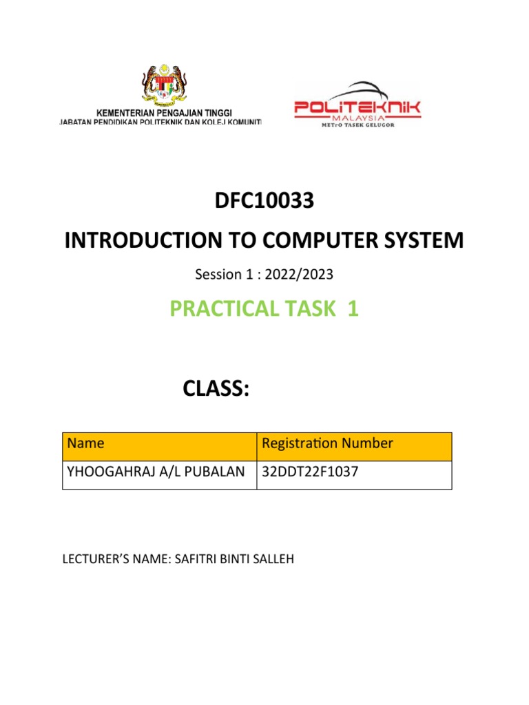 Practical Task SESSION 1 DFC10033.1662349265782 | PDF | Electrical Connector | Personal Computers