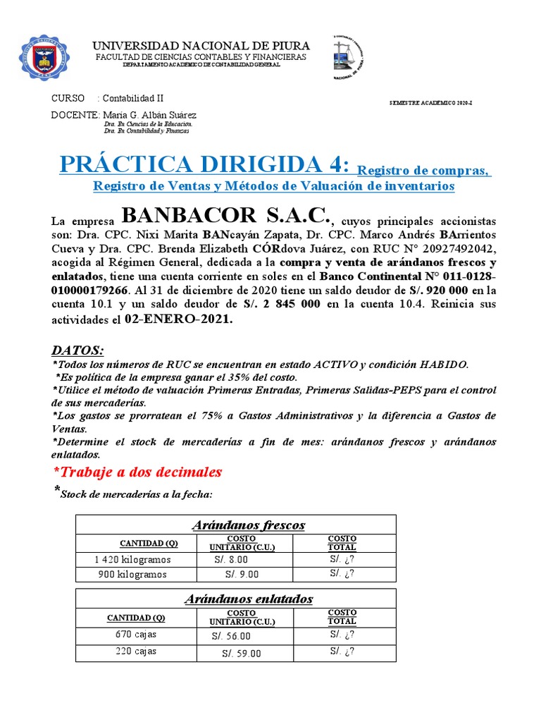 Practica Dirigida #4 | PDF | Contabilidad | Sector privado