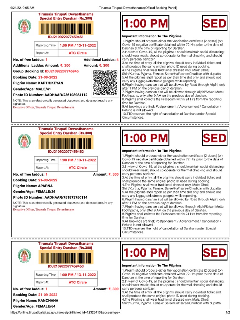 TTD Ticket | PDF