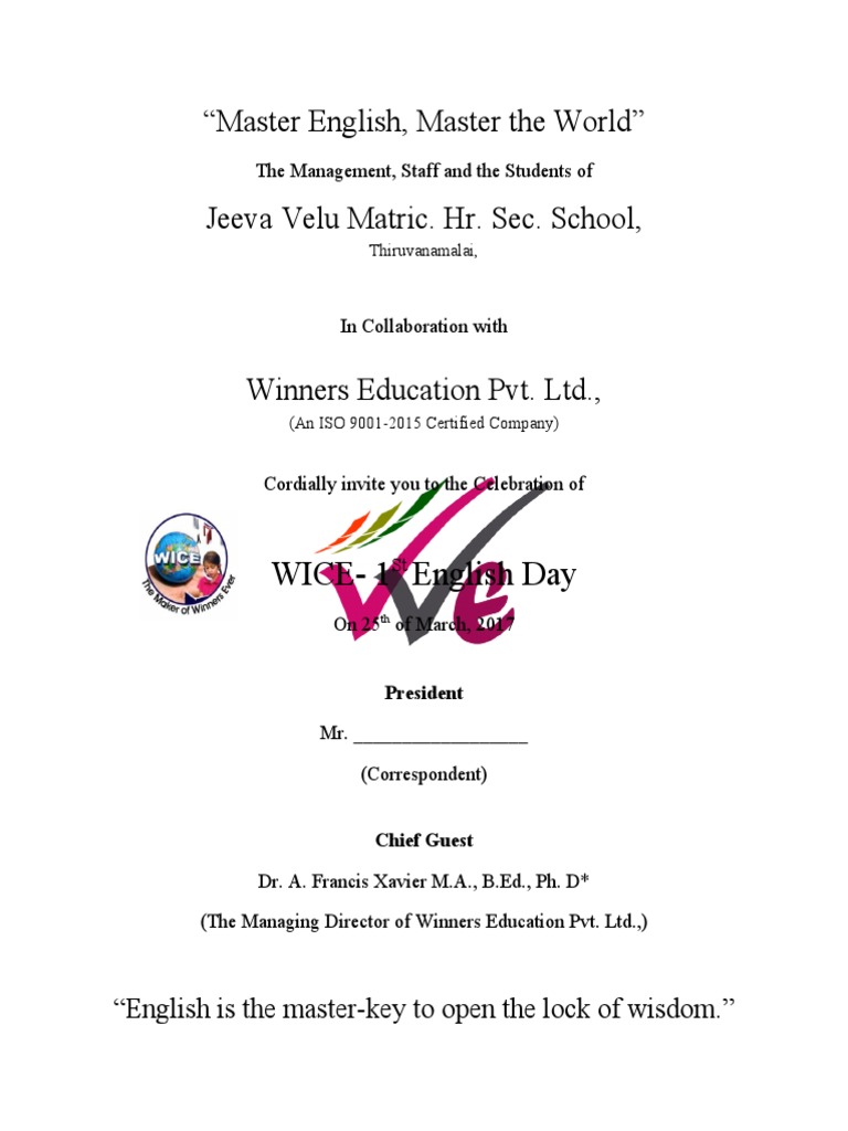 English Day - Invitation Model | PDF