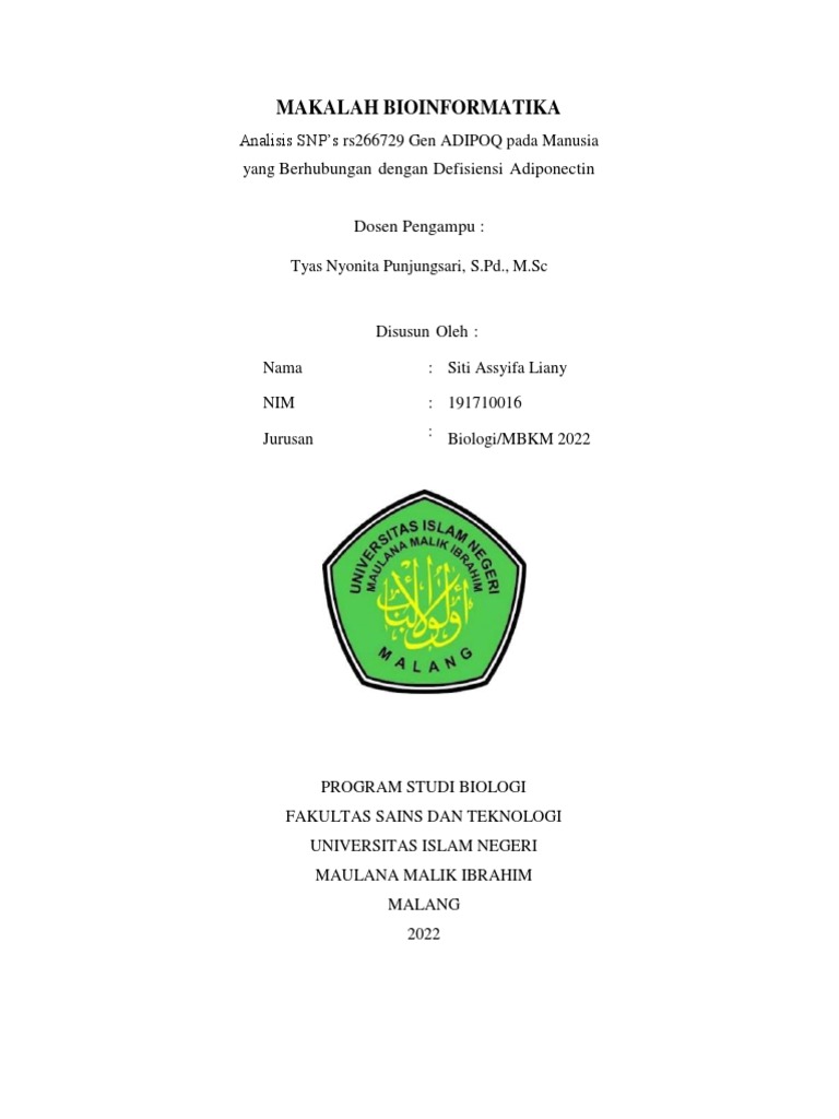 Tugas 1 Nukleotida Dan SNP Bioinfor | PDF