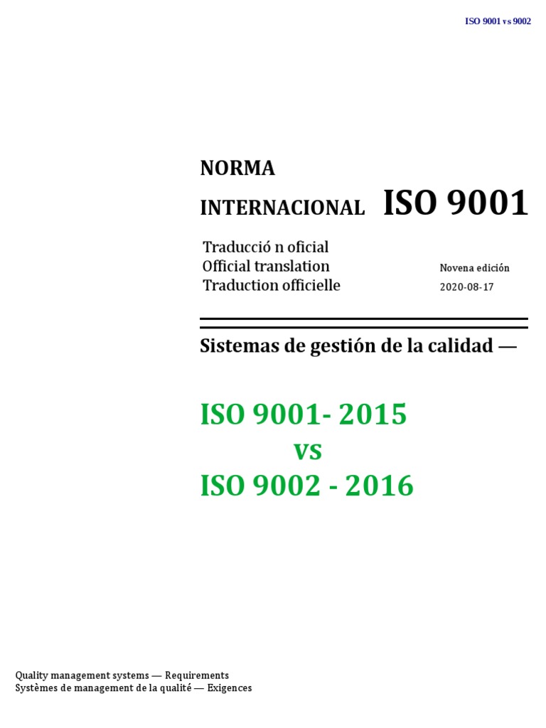 ISO 9001 Vs 9002 | PDF | Calidad (comercial) | Sistema de manejo de calidad