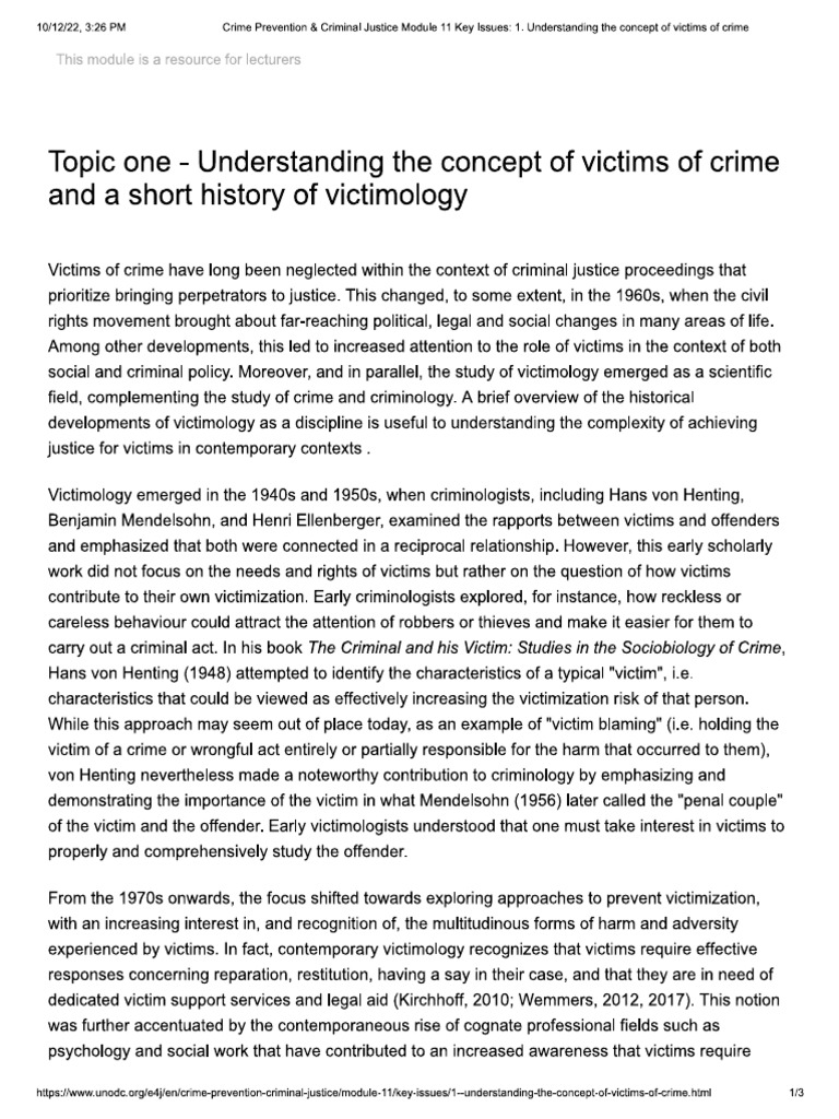 1-Understanding The Concept of Victims of Crime SHORT HISTORY OF ...