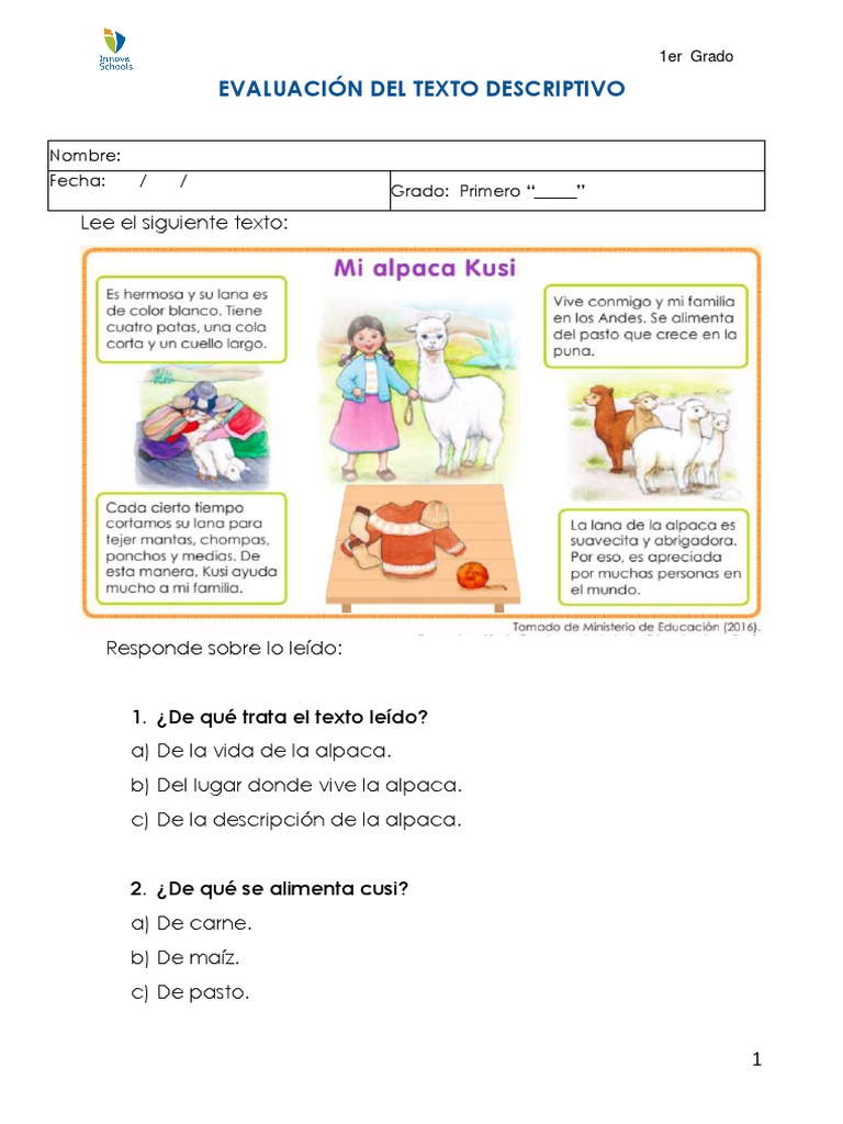 Evaluacion - Texto Descriptivo - 4 - 195831620 | PDF