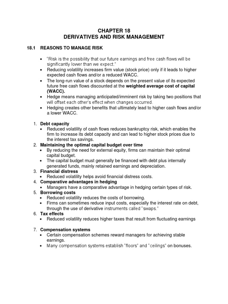Derivatives in Risk Management Strategies | PDF | Option (Finance ...