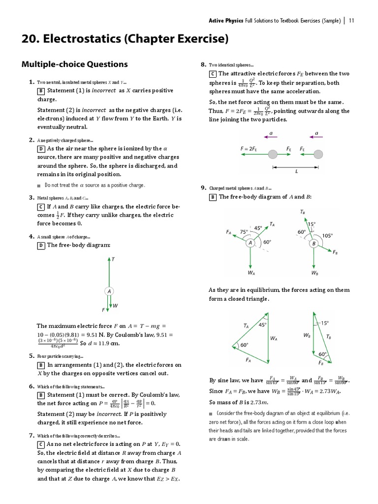 3 Chapter Exercise - e | PDF | Electric Charge | Force