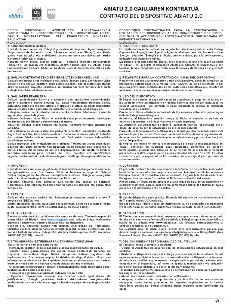 Condiciones Contractuales Abiatu 2.0 20200213 | PDF | Privacidad de la información | Gobierno