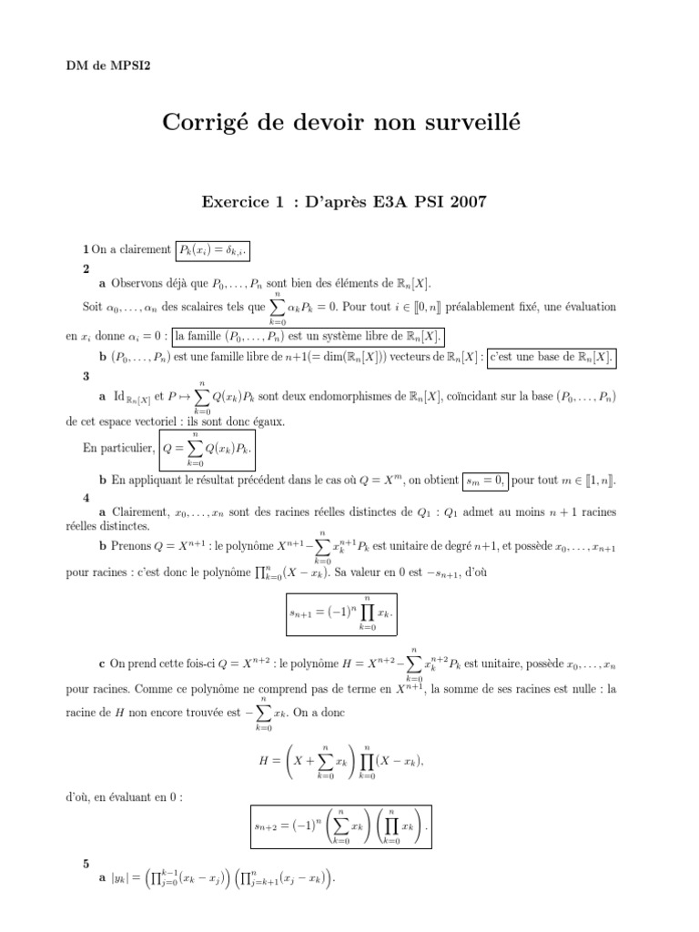 DM Sup Poly Unitaire Corrige | Descargar gratis PDF | Zéro d'une ...