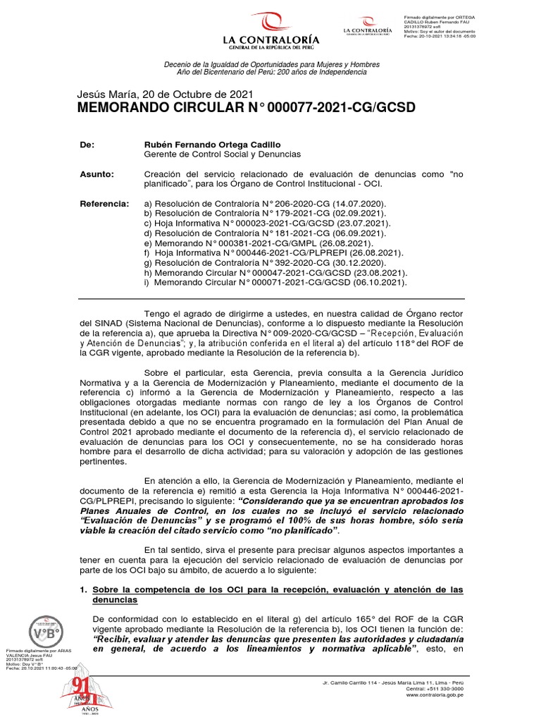 Memorando Circular-000077-2021-Gcsd | PDF | Protección al Consumidor ...