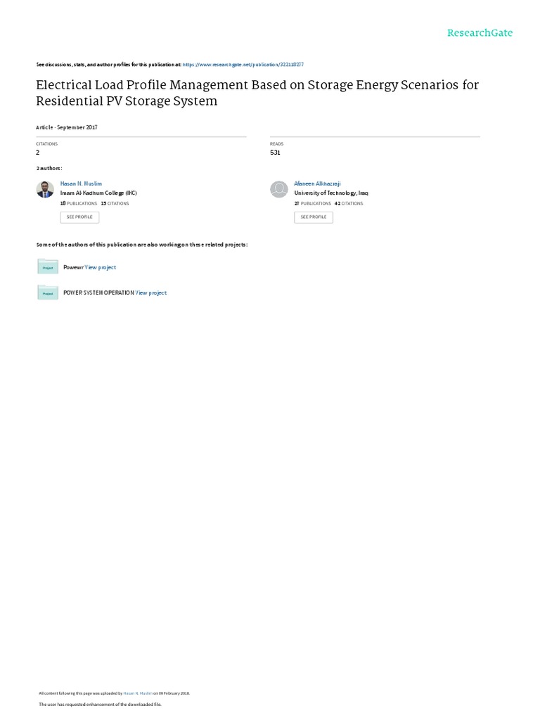 2017 - Electrical Load Profile Management Based On Storage Energy ...