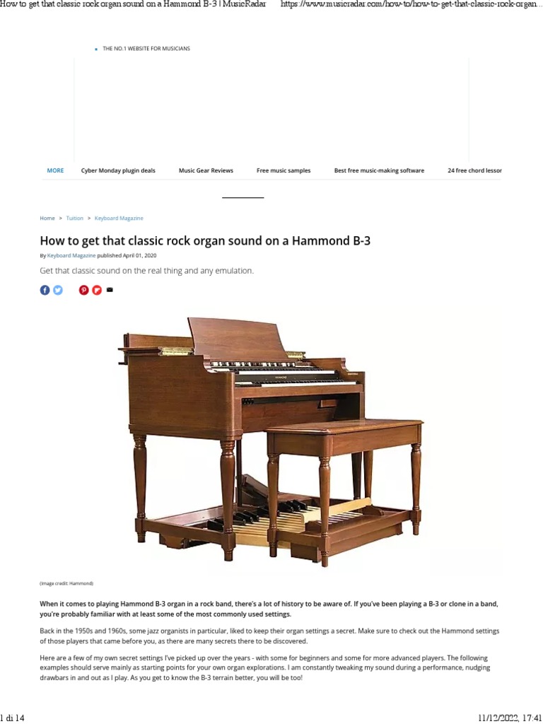 How To Get That Classic Rock Organ Sound On A Hammond B-3 | PDF ...
