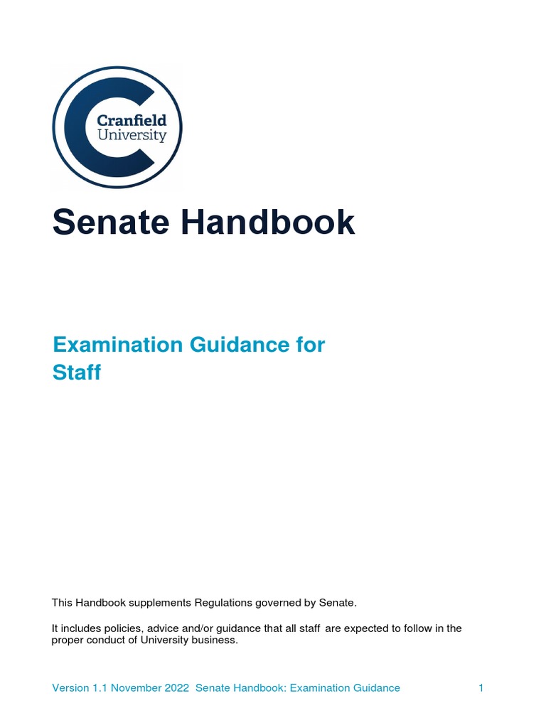 Staff Handbook For Examination Guidance | PDF