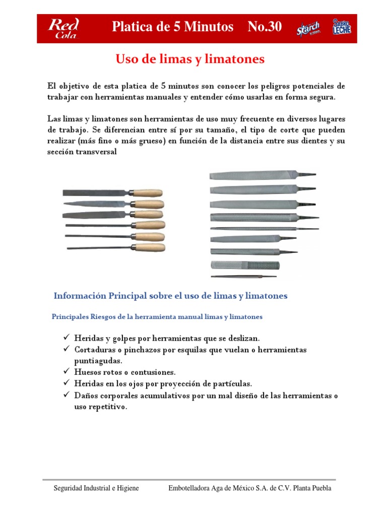P5M No. 30 Uso de Limas y Limatones | PDF | Herramientas | Mano