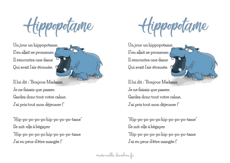 Chanson Hippopotame | PDF | Livres de cuisine, nourriture et vin | Art