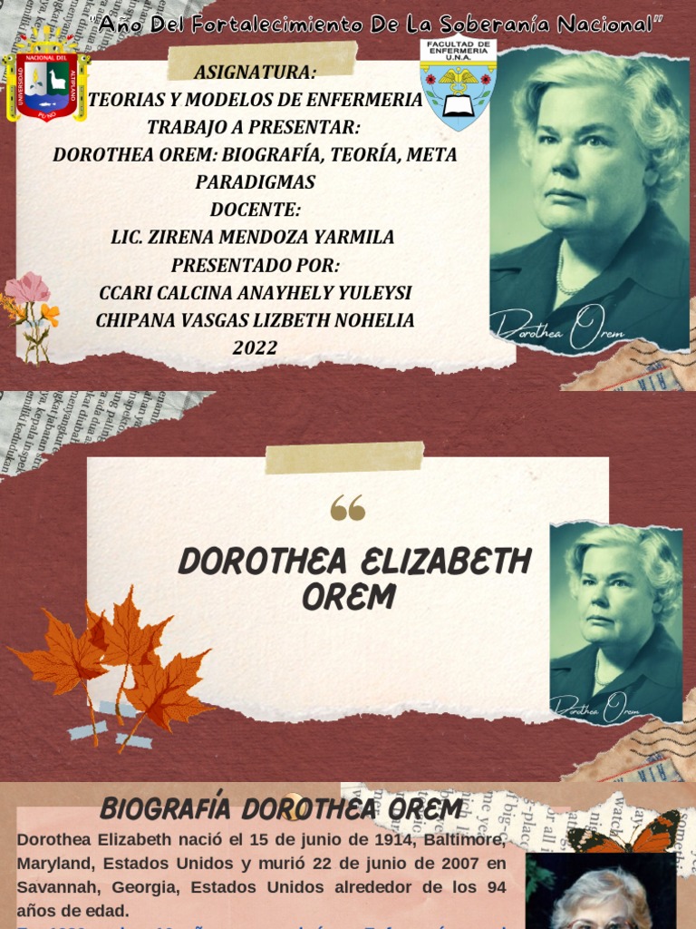 Dorotea Orem | PDF | Enfermería | Cuidado de la salud