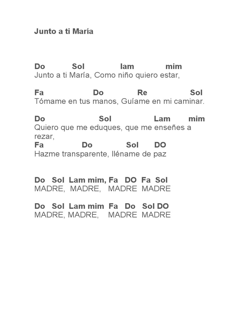 Letra y acordes de Junto a Ti María | PDF
