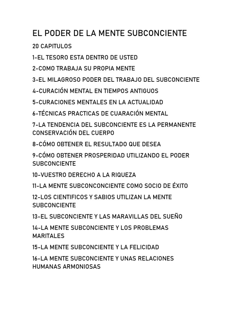 EL PODER DE LA MENTE SUBCONCIENTE. Introduccion | PDF | Mente | Pensamiento