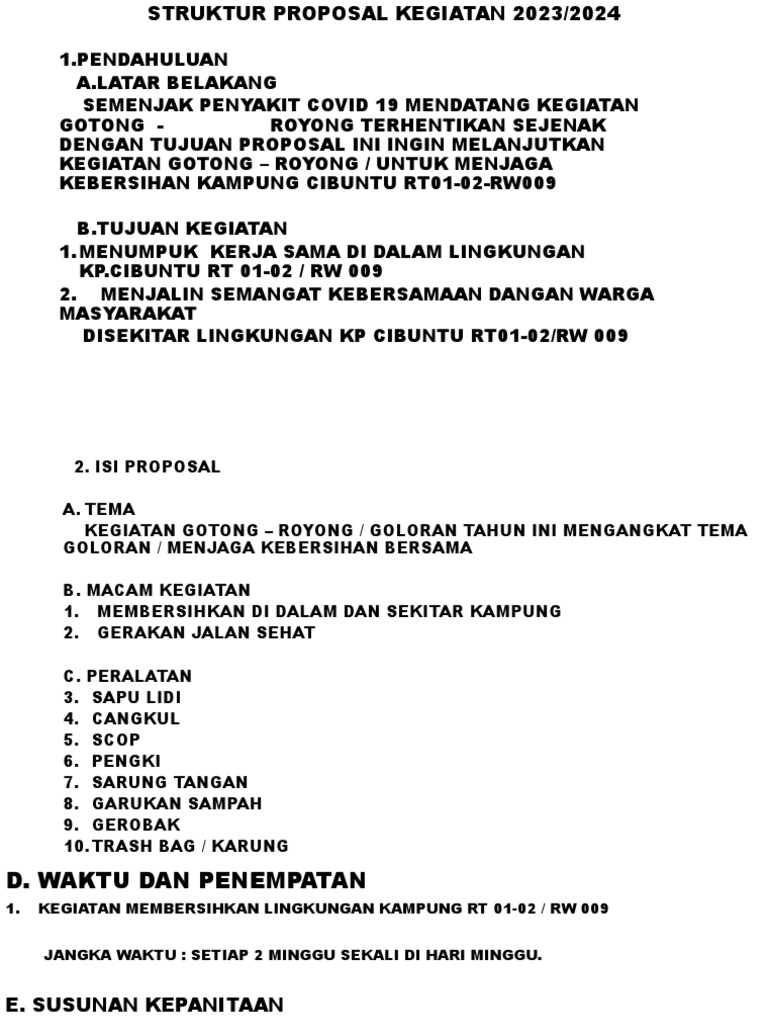 Struktur Proposal Kegiatan 2023 | PDF