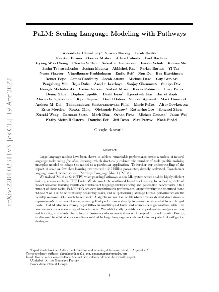 Chowdhery Et Al. - 2022 - PaLM Scaling Language Modeling With Pathways | PDF | Computing ...